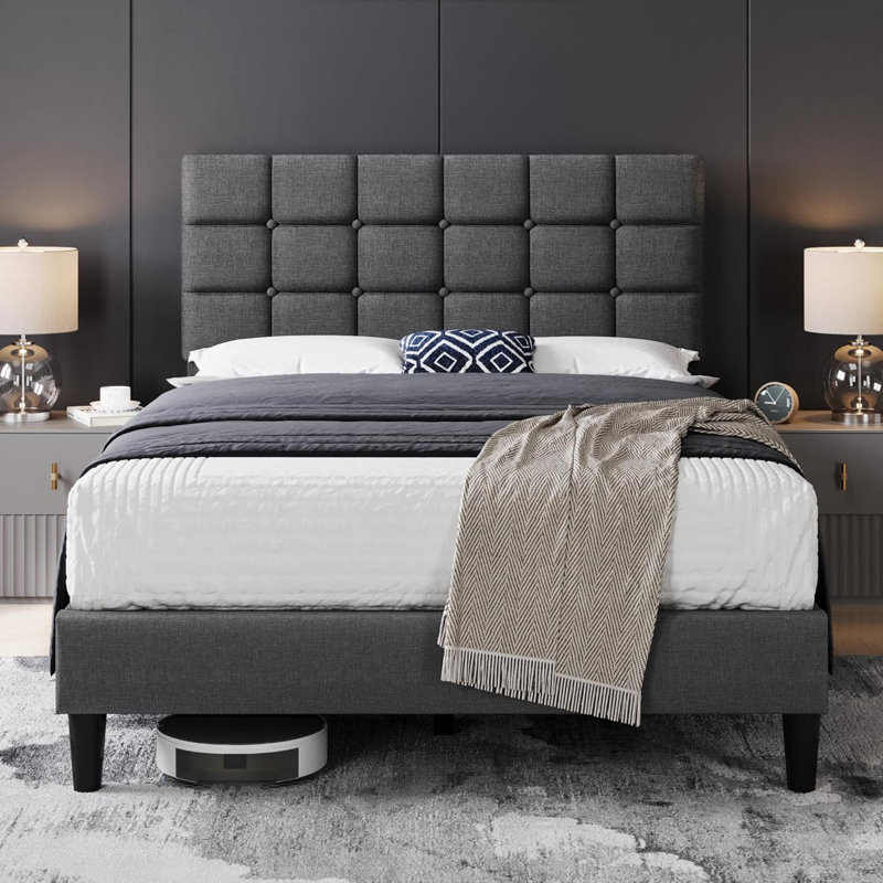Grey square headboard store